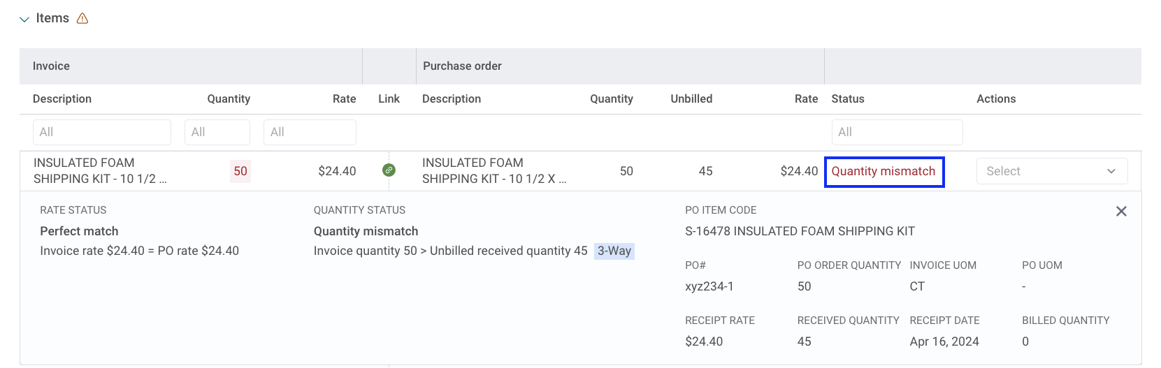 Purchase Order Matching Workflow