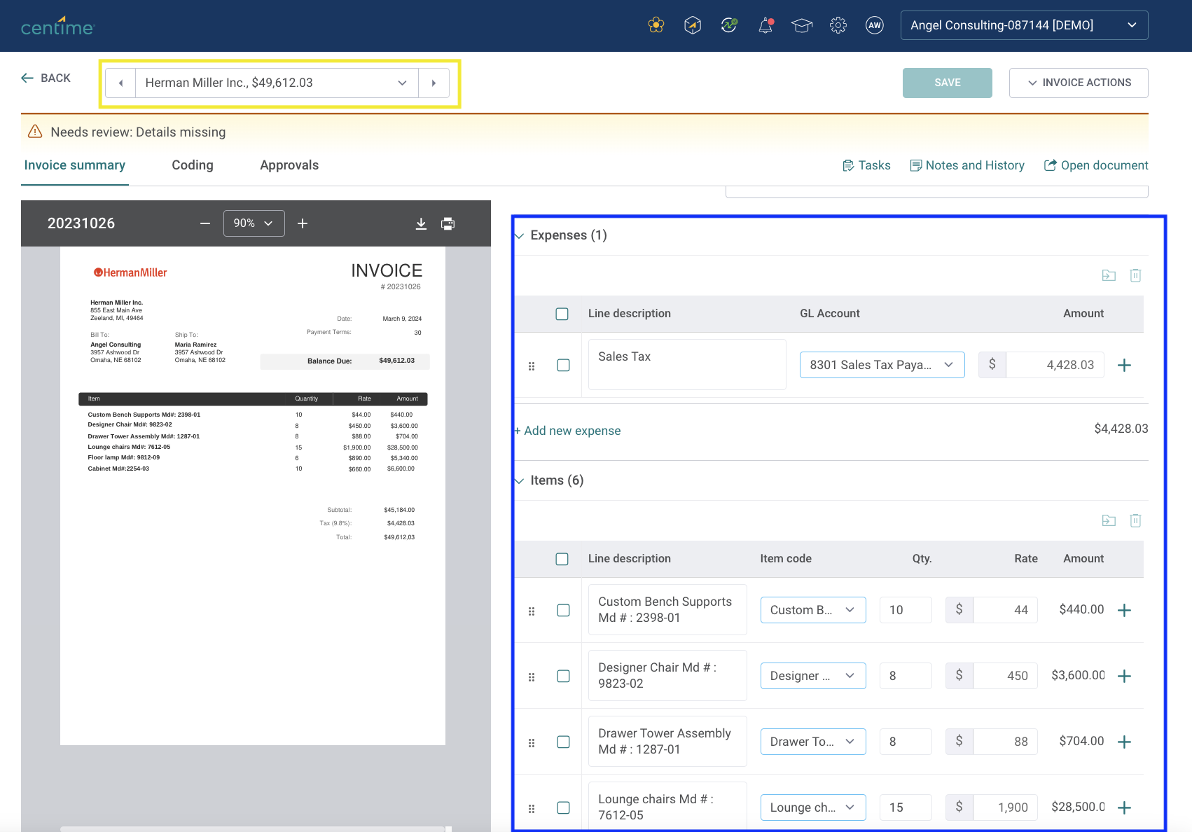 Review a Captured Invoice