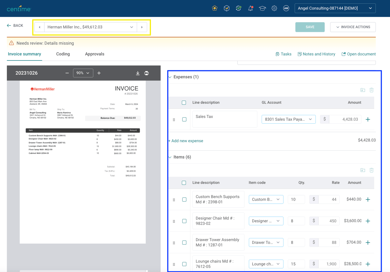 Review a Captured Invoice