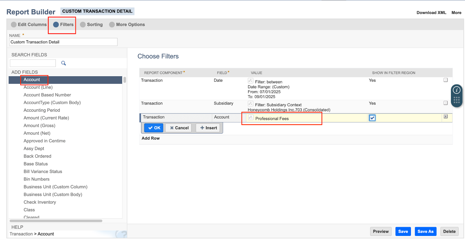 How to Pull a Detailed Transaction Report by GL Account in Netsuite